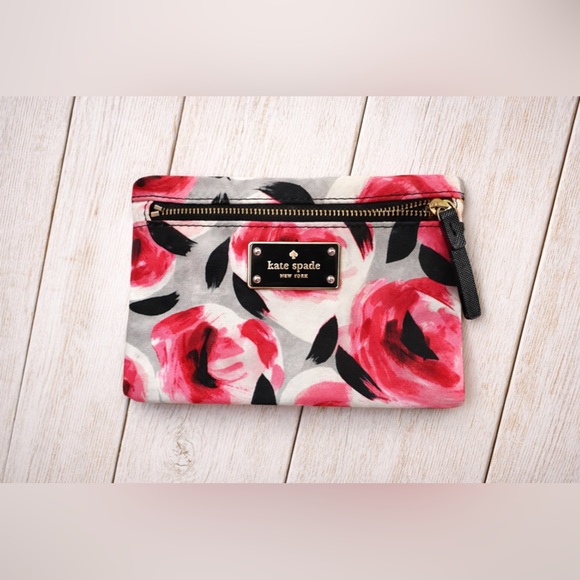 kate spade | Bags | Kate Spade Red And Black Rose Pouch | Poshmark